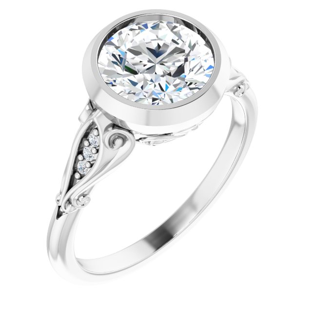 Aubree 2 Carat Round Lab Grown Diamond Bezel-Set Engagement Ring 14K ...