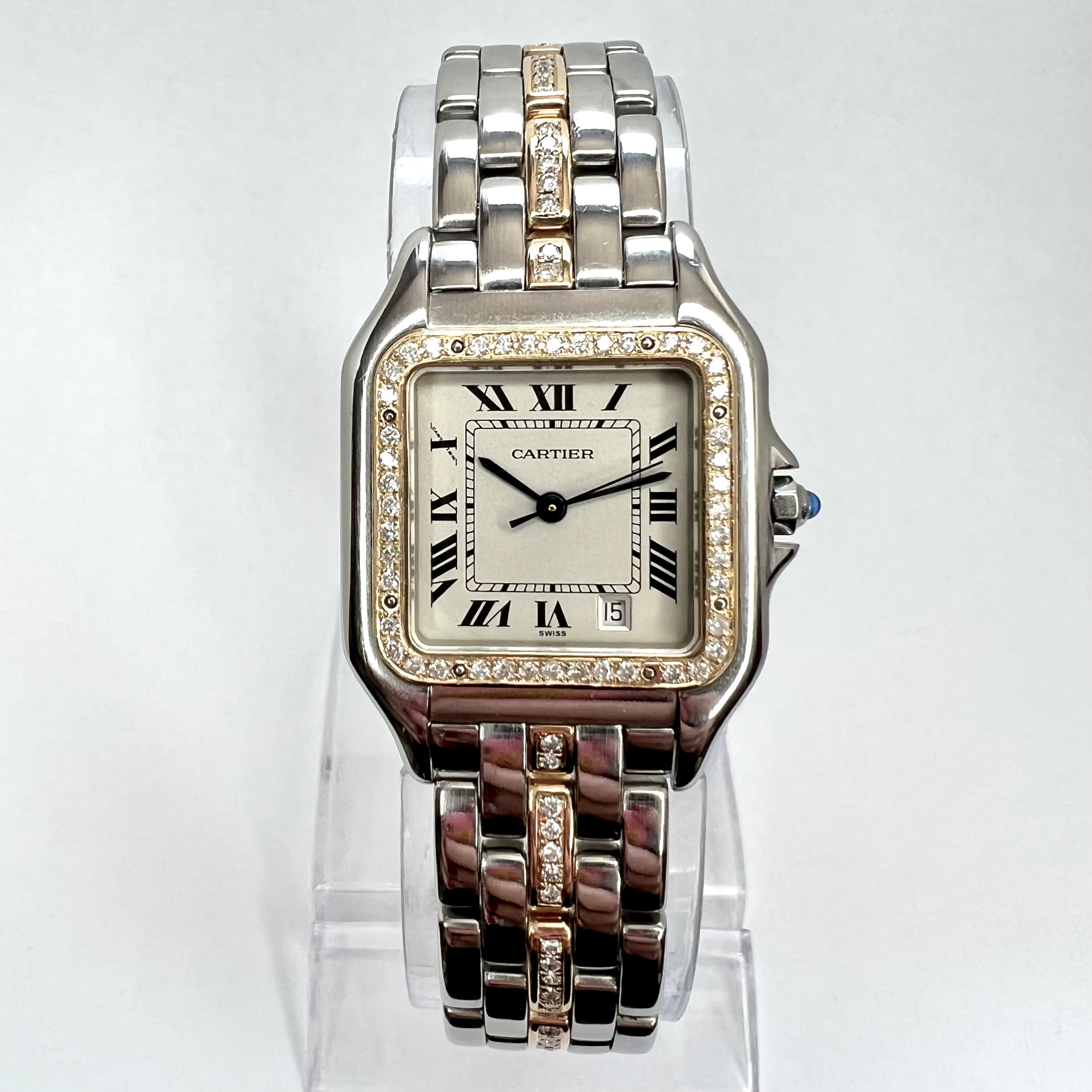 Cartier La Panthere 18K Gold and Stainless Steel Women's Diamond Watch ...