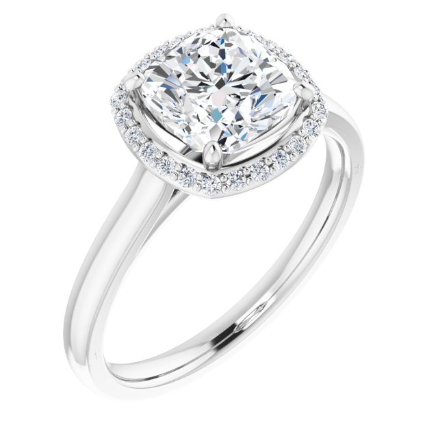 Catherine 2 Carat Cushion Lab Grown Diamond Halo-Style Engagement Ring 14K White Gold , Pinpoint ...
