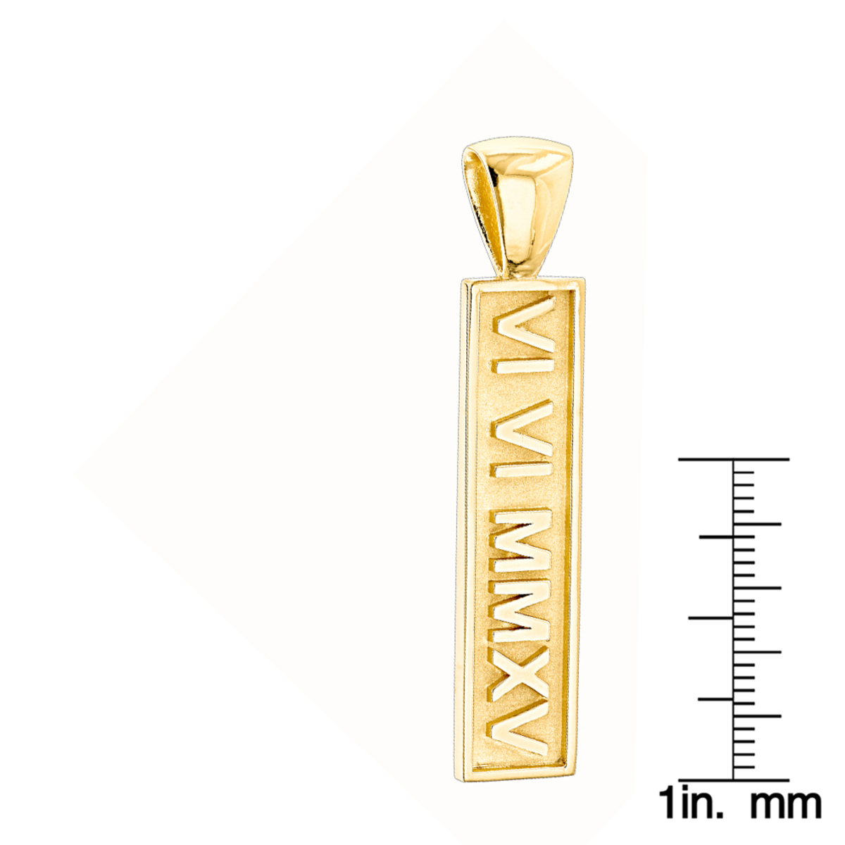 Custom Jewelry: 14K Gold Roman Numerals Bar Pendant 001133