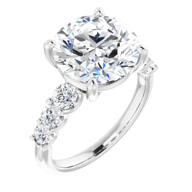 Daisy 5 Carat Round Lab Grown Diamond Accented Engagement Ring 14K ...
