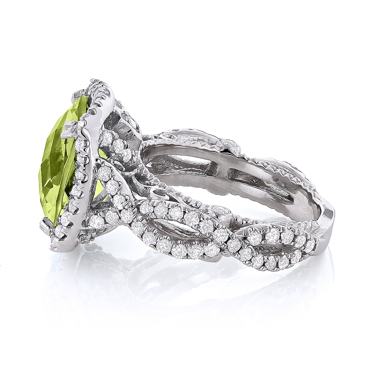 Fine Gemstone Jewelry: Lemon Quartz Diamond Cocktail Ring 11ct 000249
