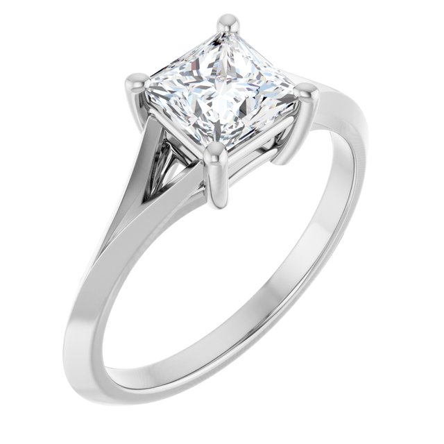 Finley 1 Carat Square Diamond Solitaire Engagement Ring 14K White Gold ...