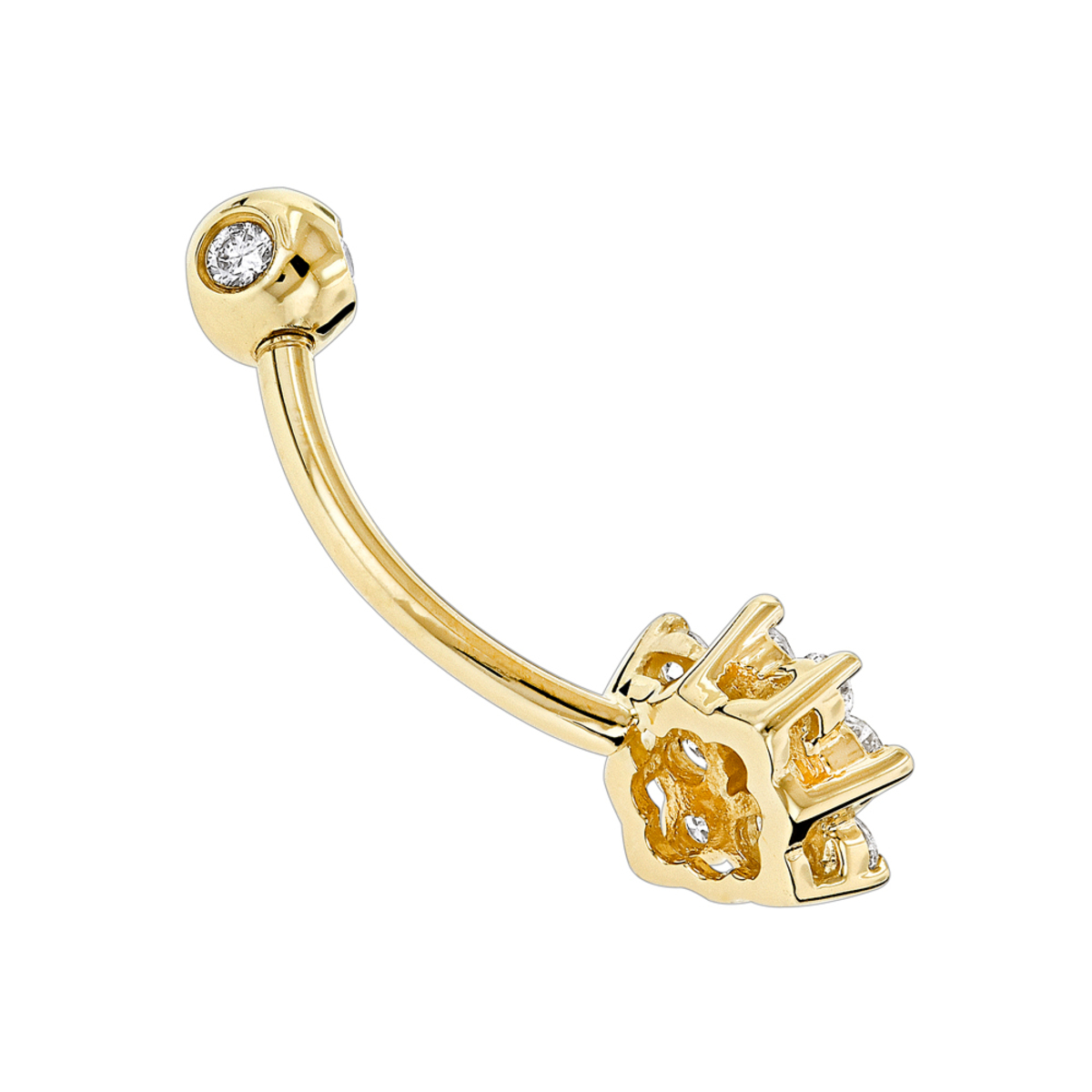 Flower Shaped 14K Gold Diamond Navel Ring 0.55ct 004683