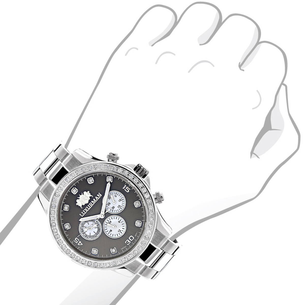 Genuine Diamond Watches For Men: 2ct Luxurman Liberty Watch Swiss ...