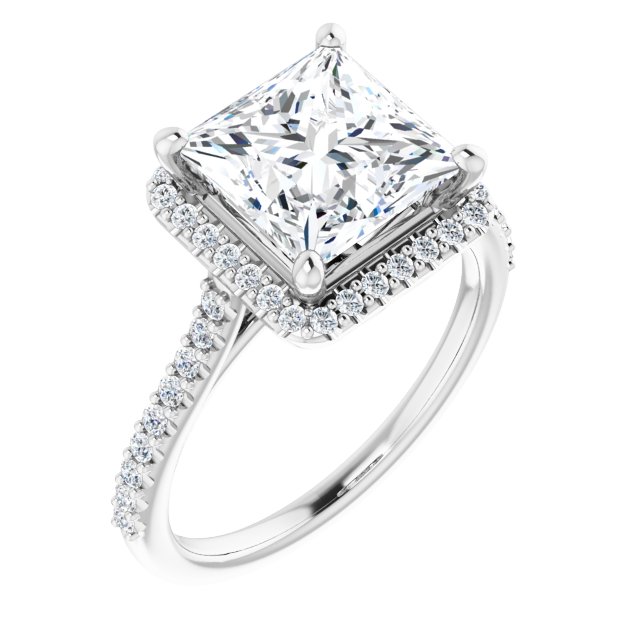 Hadley 3 Carat Square Lab Grown Diamond Halo-Style Engagement Ring 14K ...