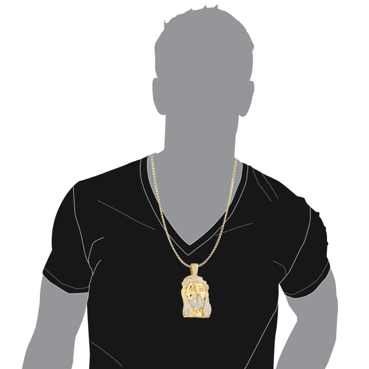 Real Hip Hop Jewelry Large Diamond Jesus Face Pendant in 14k Gold 7ct ...