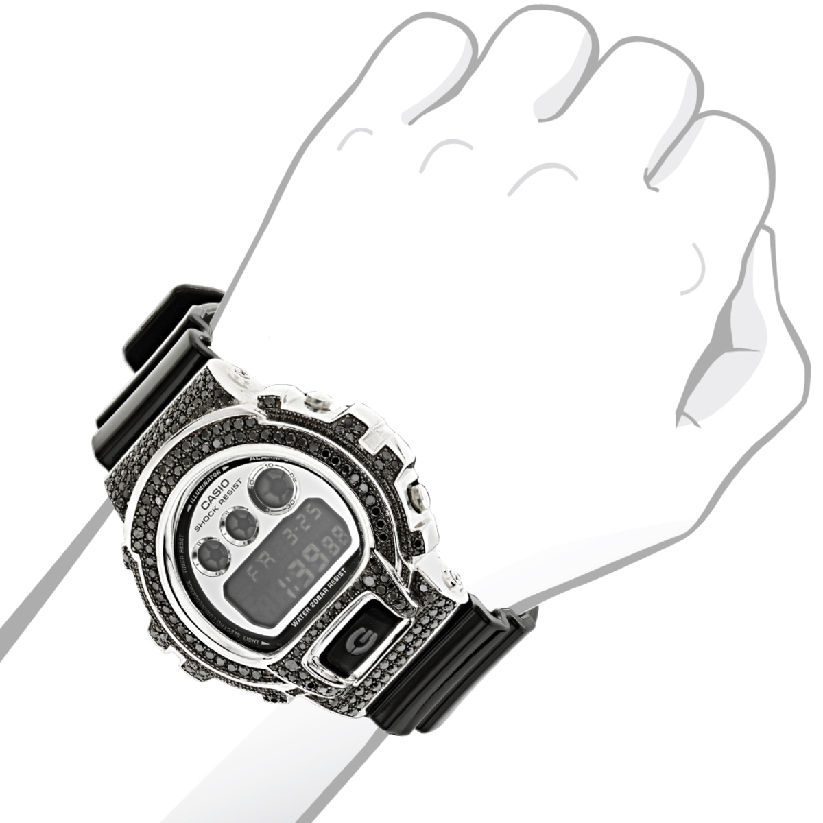 Hip Hop Watches for Men: Casio G-Shock DW6900 Black Diamond Bezel Watch ...