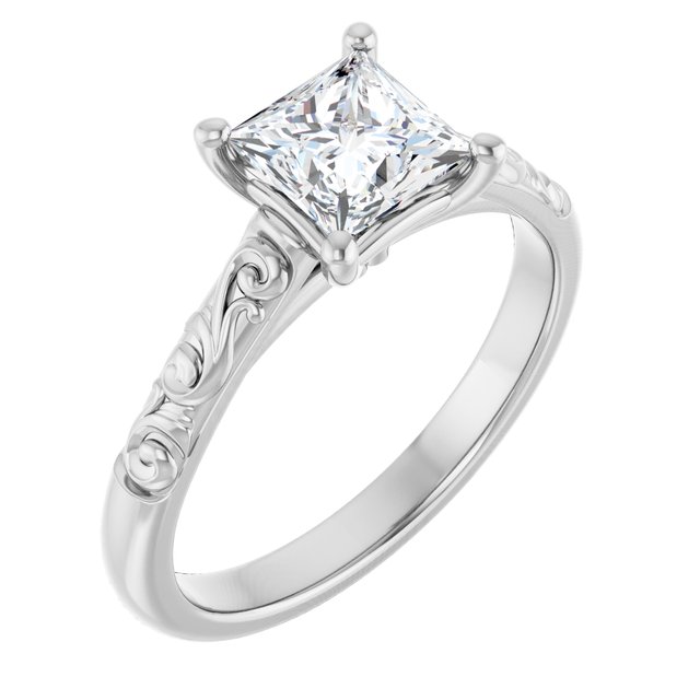 Hope 1 Carat Square Diamond Solitaire Engagement Ring 14K White Gold ...