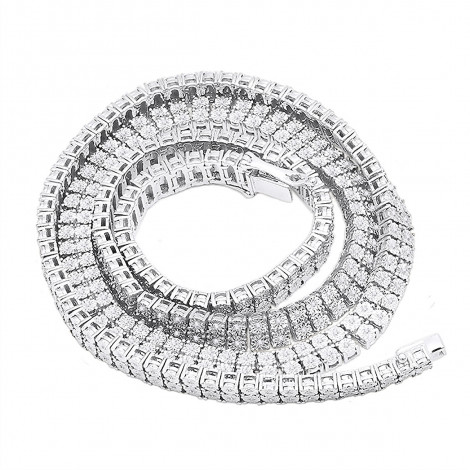 Mens Diamond Tennis Chain in Real 10k Gold Affordable 2 Row Necklace ...
