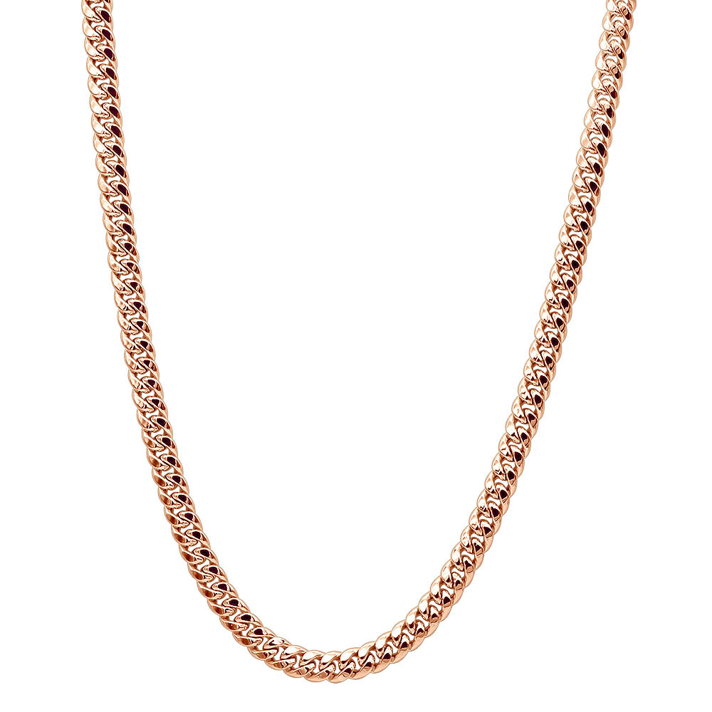 Mens 14K Rose Gold Miami Cuban Link Curb Chain 8mm Wide 22in-40in Long ...
