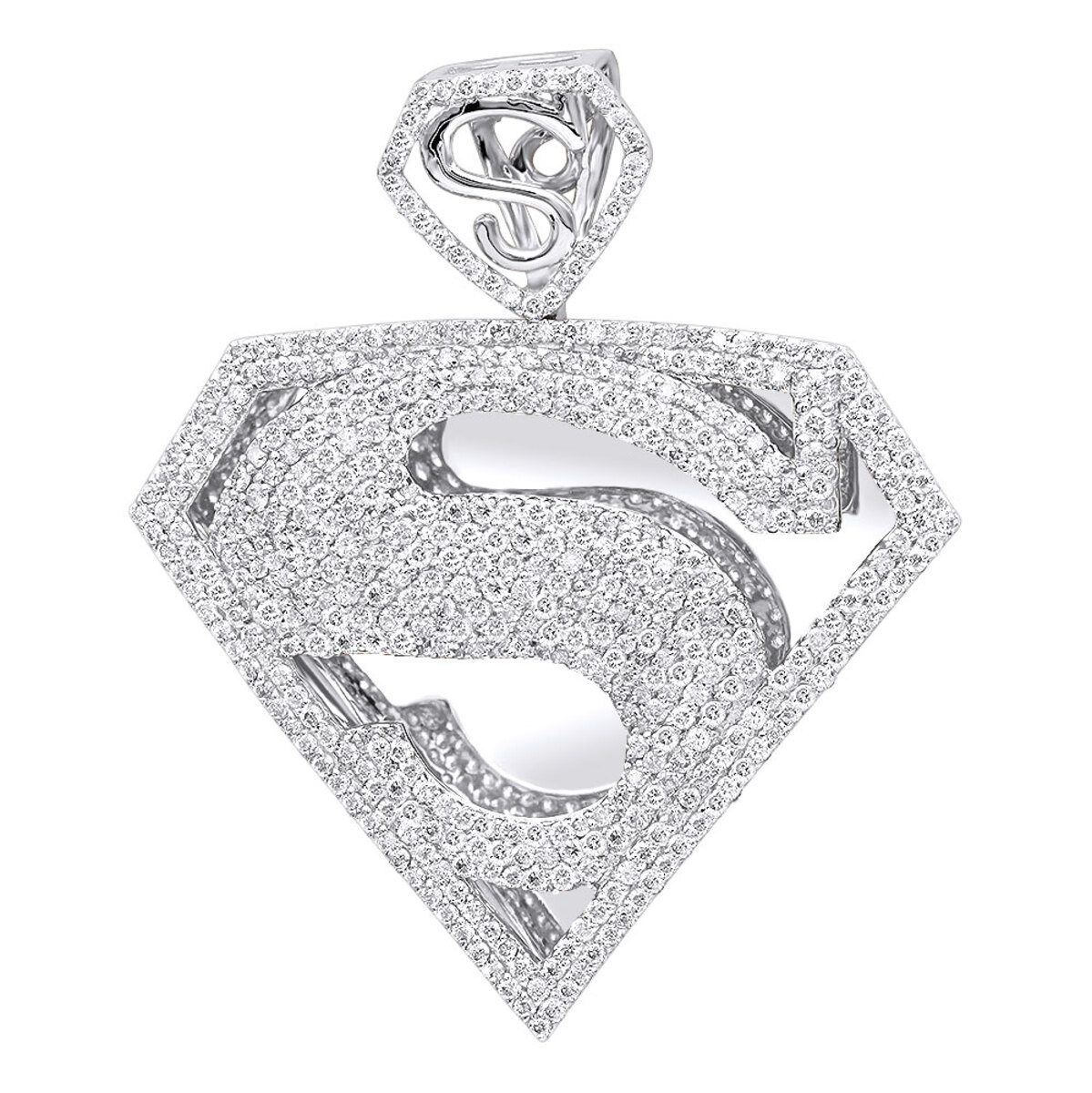 14K Gold Diamond Superman Pendant Charm 4.50ct 405265