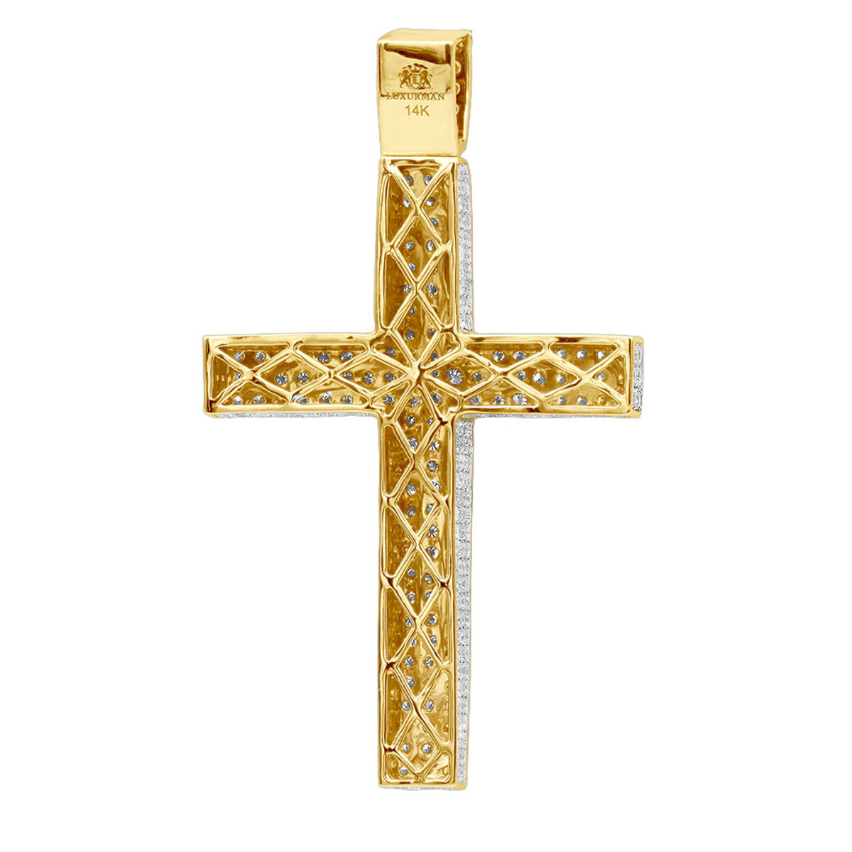 14K Gold Iced Out Mens Diamond Cross Pendant 7.55ct 204330