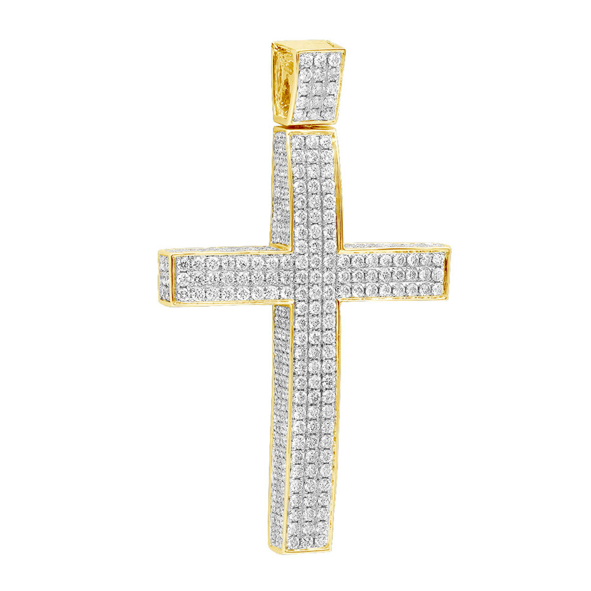 14K Gold Iced Out Mens Diamond Cross Pendant 7.55ct 204330