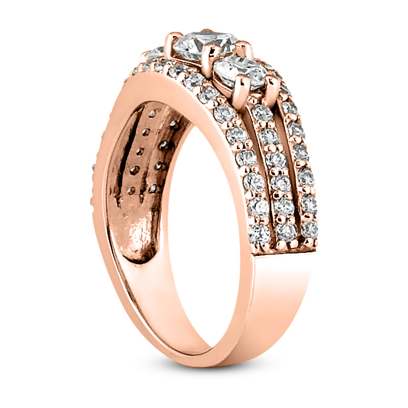 14K Gold Unique Diamond Engagement Ring 0.85ct 6.8mm 006017