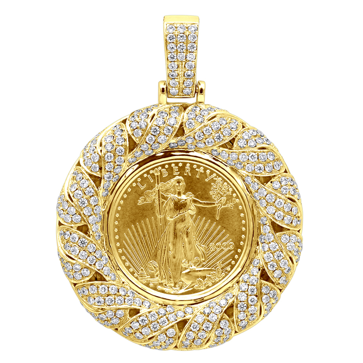 Unique Gold Liberty Coin Diamond Pendant for Men Medallion 3.1ct. 804046