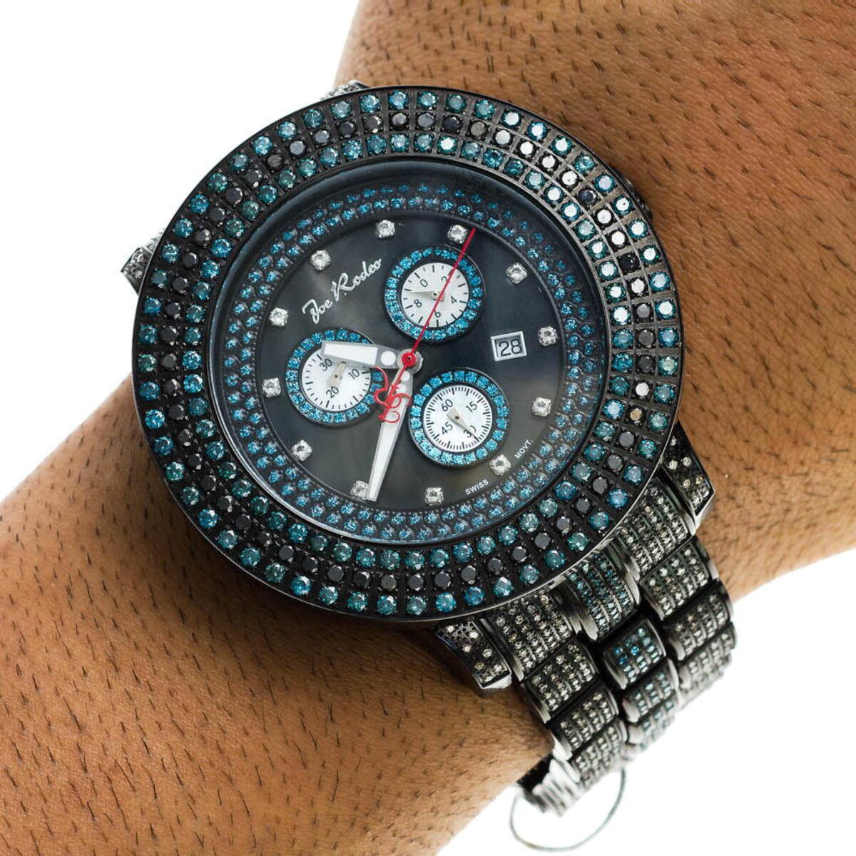 Blue and Black Diamond Watches: Joe Rodeo Pilot Mens Watch 17ct 965365