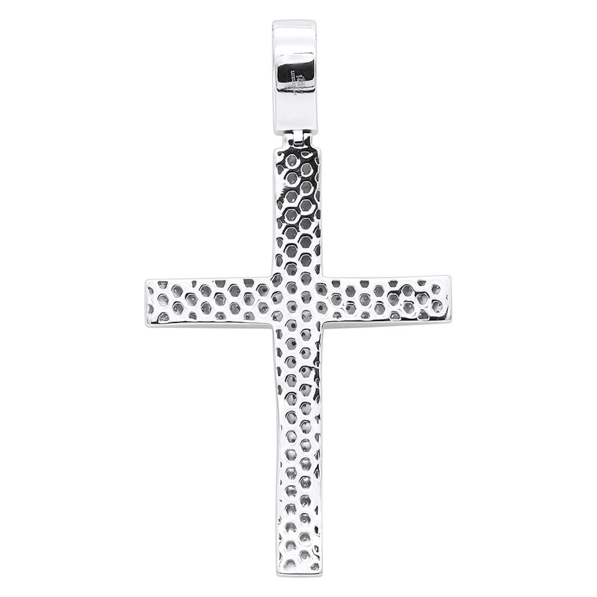 Large Mens Sterling Silver Diamond Cross Pendant 1.31ct 490009