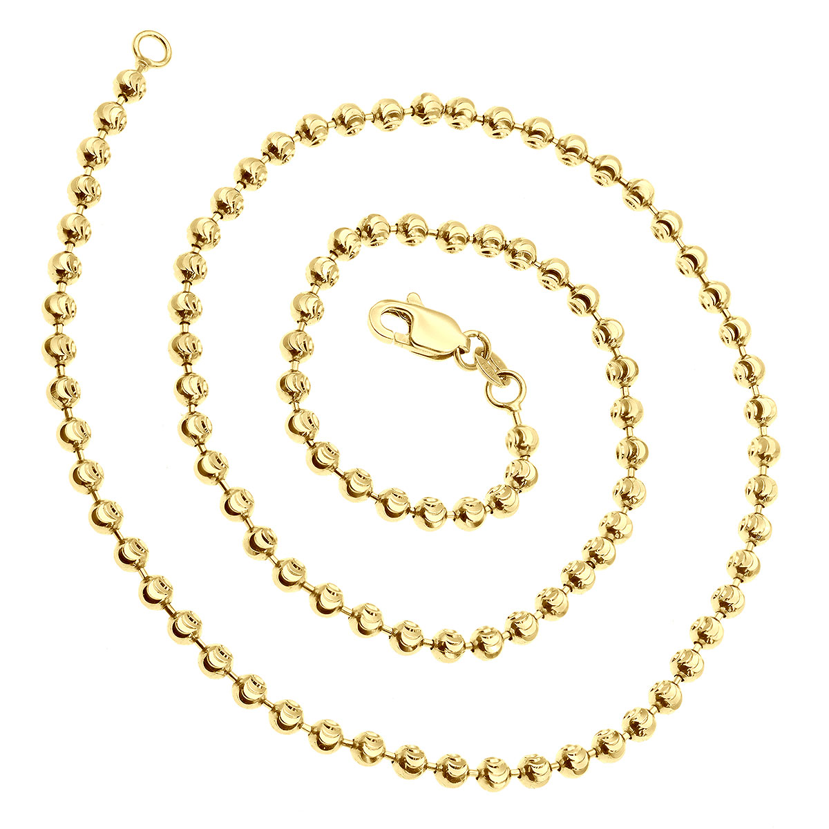 14K Gold Chain For Men Solid Moon Cut Beaded Chain Yellow Gold MOCS ...