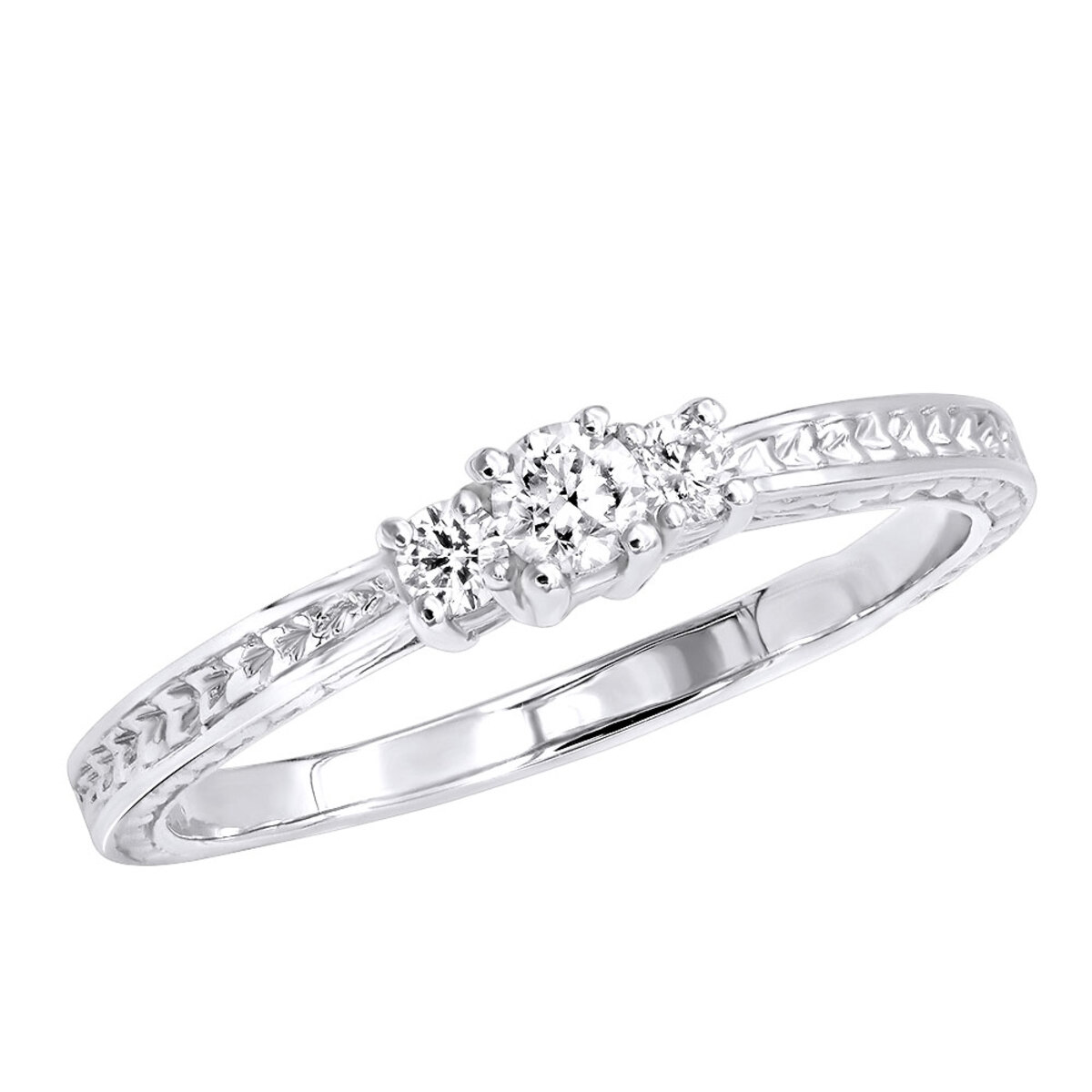 Vintage Style Affordable Platinum Three Stone Diamond Engagement Ring 0.29ct 015747