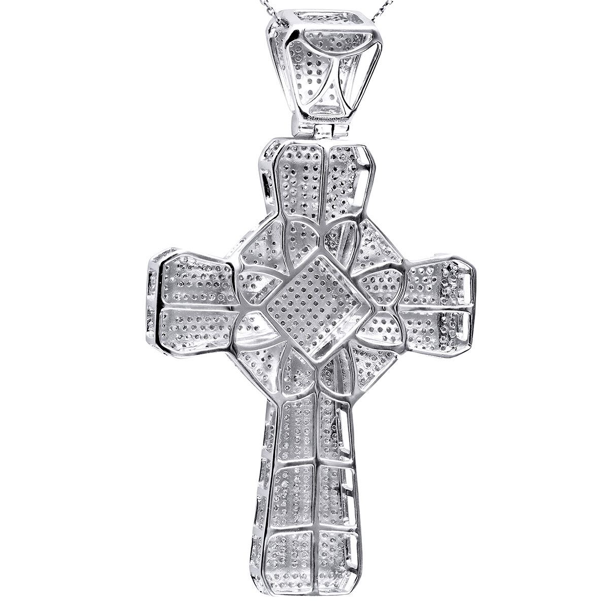 Large 3 Inch Sterling Silver Diamond Cross Pendant for Men 3 Carats 310339