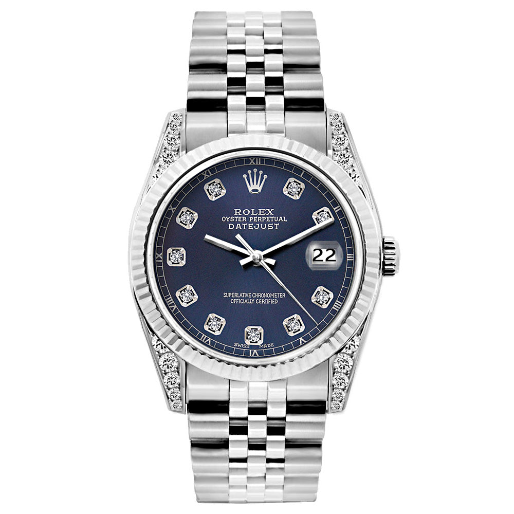 Rolex Datejust Diamond Watch. 26mm. Stainless SteelBracelet Navy Blue ...
