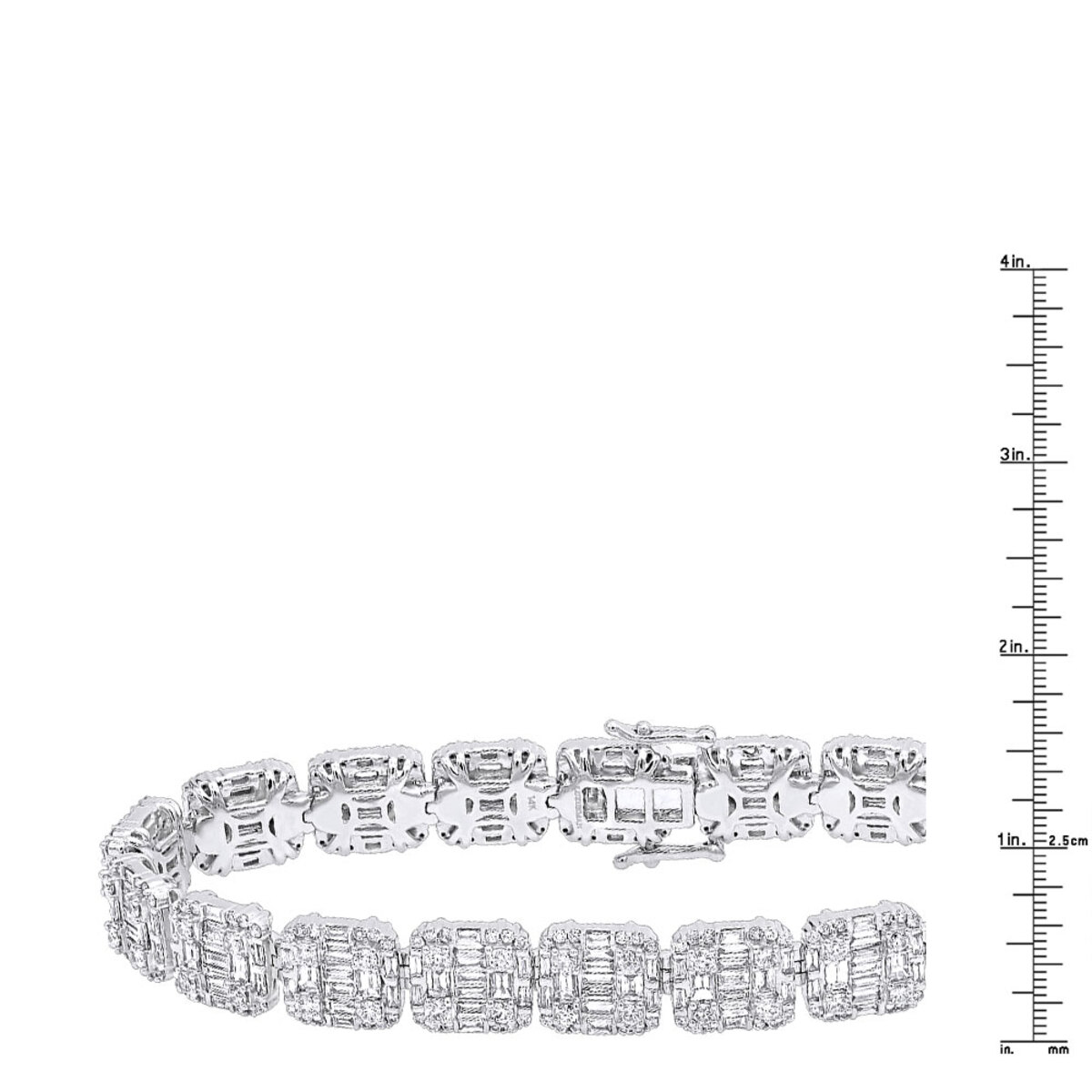 14k Gold Baguette And Round Diamond Tennis Bracelet For Men And Women