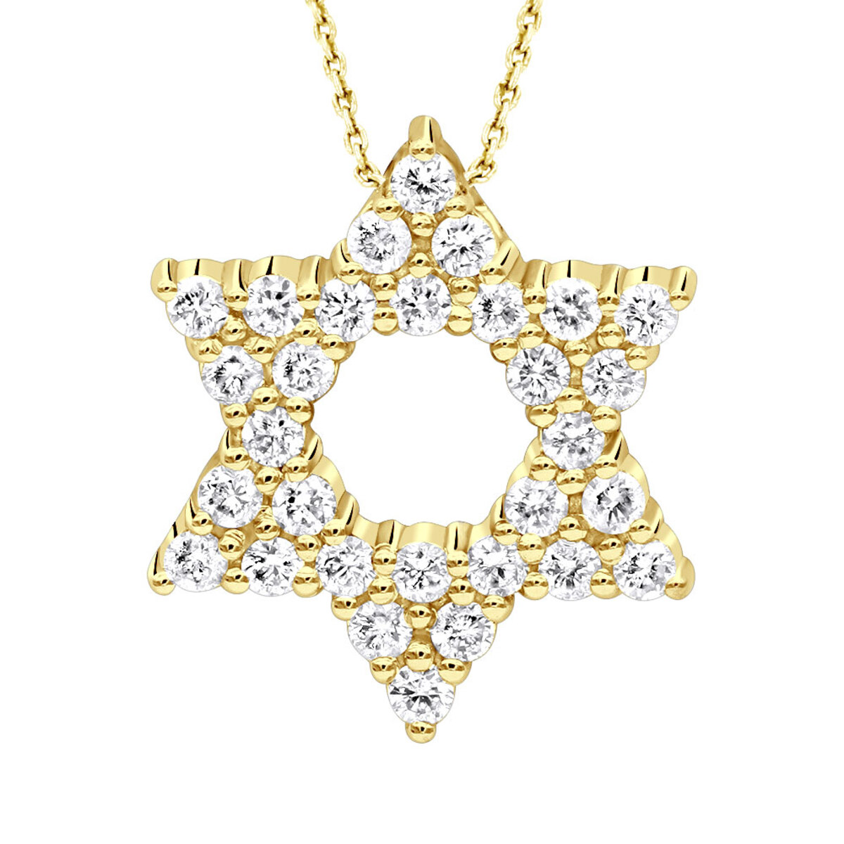 14k Gold Pave Diamond Star of David Necklace Jewish Pendant w Chain 0 ...