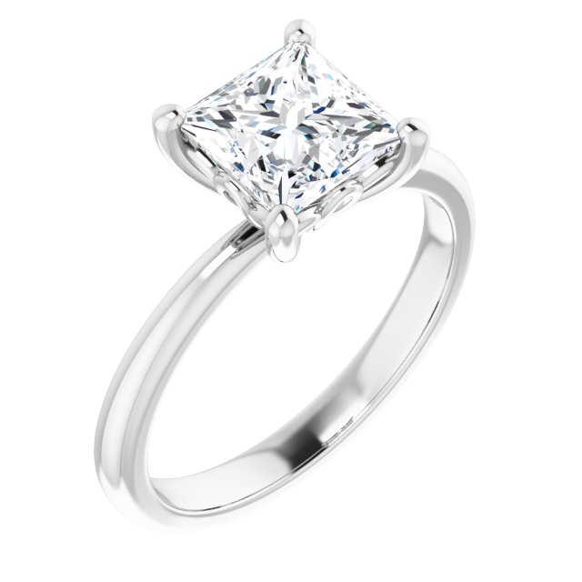Julie 1.5 Carat Square Diamond Solitaire Engagement Ring 14K White Gold ...