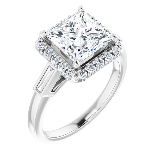 Kinsley 2.5 Carat Square Diamond Halo-Style Engagement Ring 14K White ...