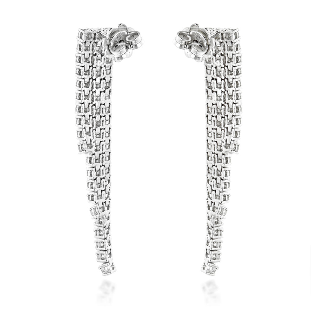 Ladies Earrings 14K Gold String Diamond Earrings 3.78ct 800512