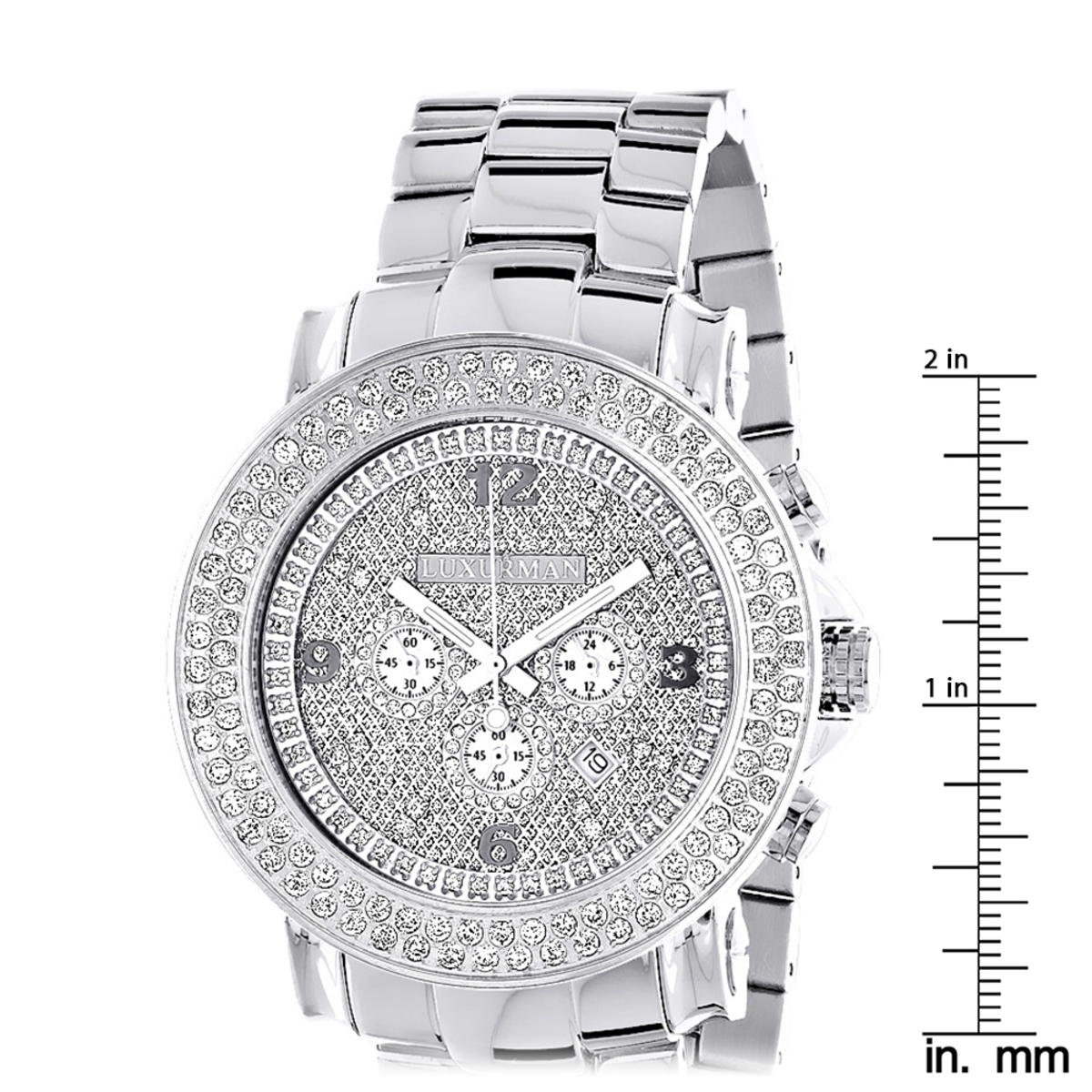Large 2 Row Diamond Bezel Luxurman Watch 5ct New Arrival Oversized 967296