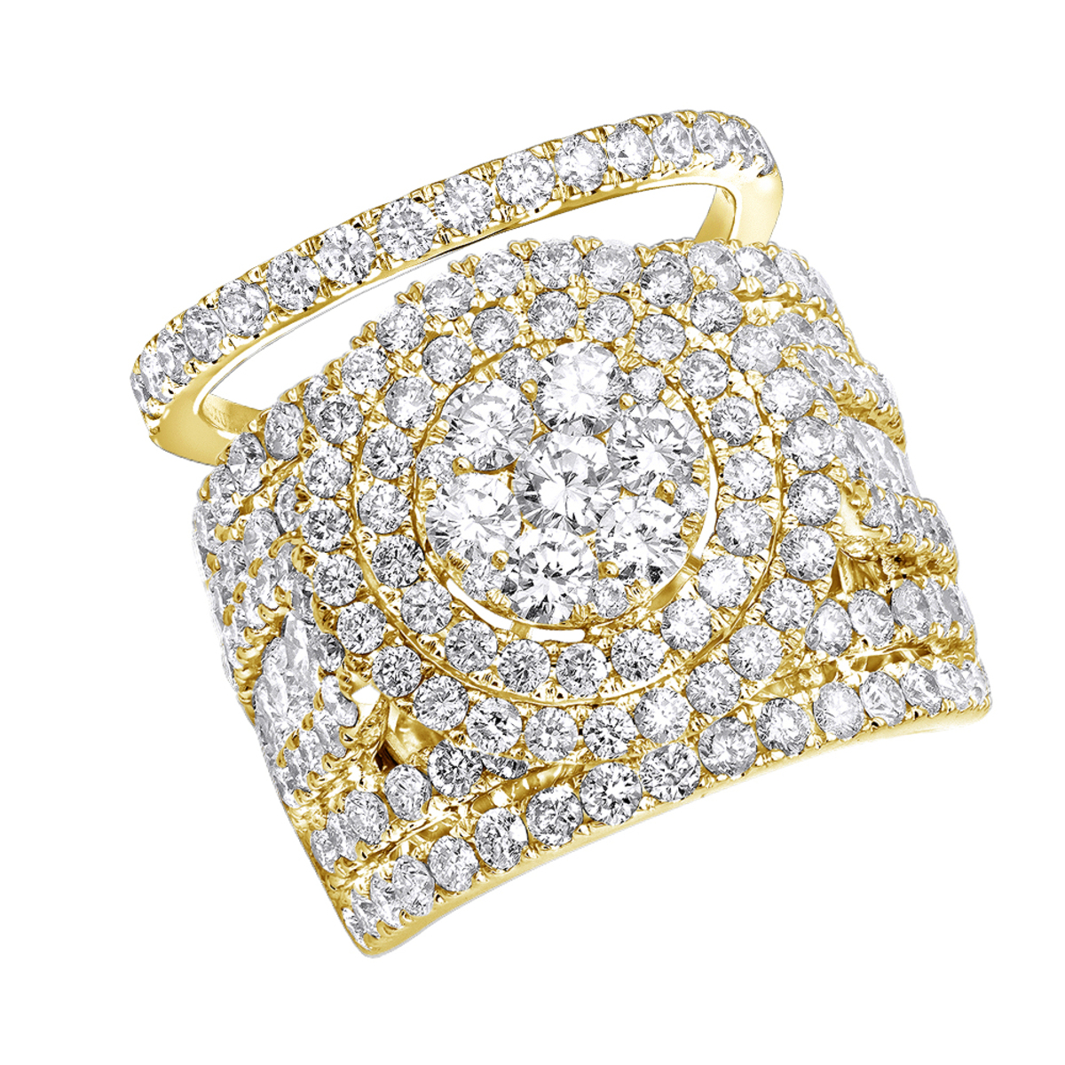 Large 5 Carat Diamond Engagement Ring and Wedding Band Set w Round ...