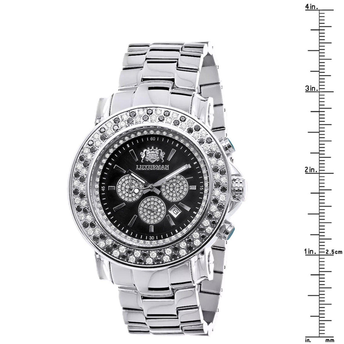 Unique Large White & Black Diamond Watch for Men 4 Carat Luxurman ...