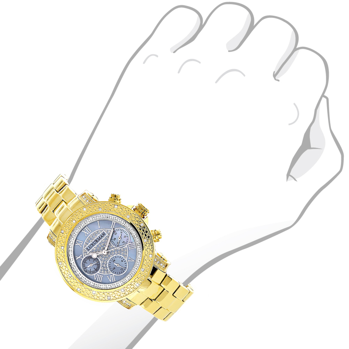 Luxurman Real Diamond Watch for Women 0.3ct Yellow Gold Plated Montana ...