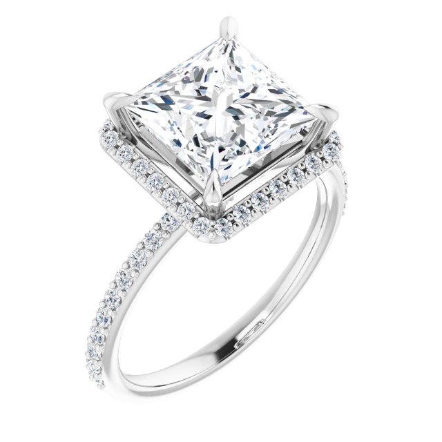 Lyla 3 Carat Square Diamond Halo-Style Engagement Ring 14K White Gold ...