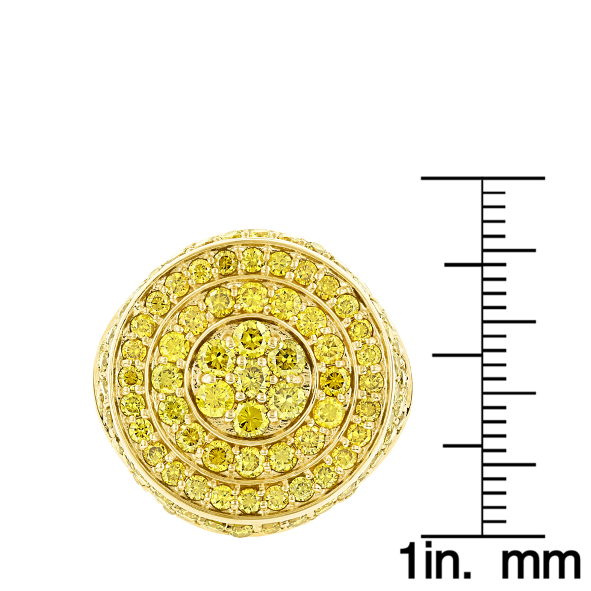 Massive 14K Gold Round Yellow Diamond Circle Ring for Men 4.45ct 001087