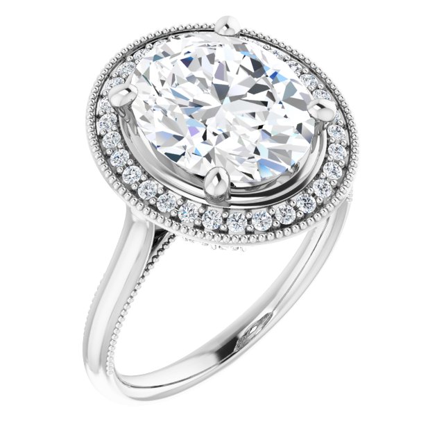 Melody 4 Carat Oval Diamond Halo-Style Engagement Ring 14K White Gold ...