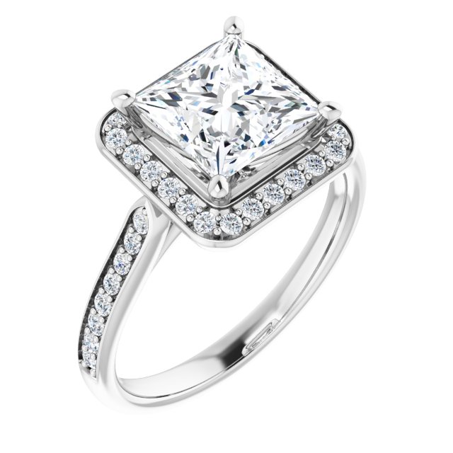 Millie 2 Carat Square Diamond Halo-Style Engagement Ring 14K White Gold ...