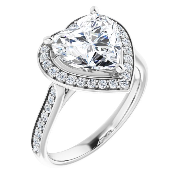 Millie 3 Carat Heart Lab Grown Diamond Halo-Style Engagement Ring 14K ...