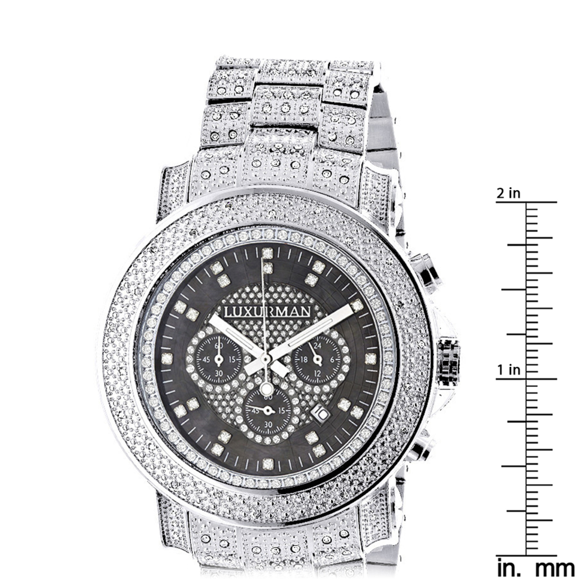 Oversized Iced Out Mens Diamond Luxurman Watch 2ct Escalade 967860
