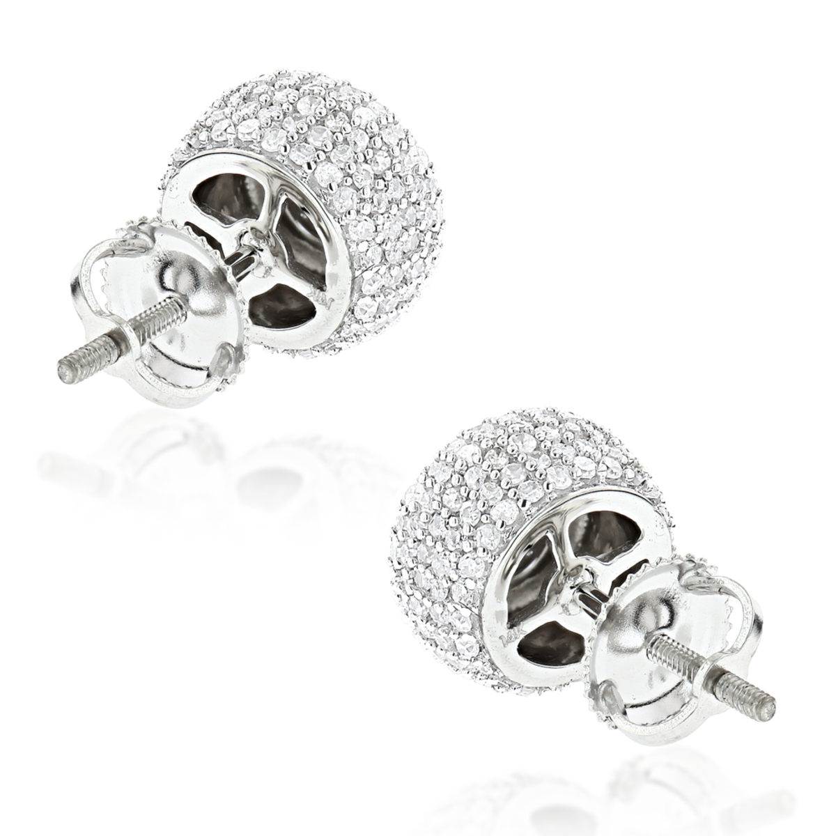 Pave Diamond Earrings 14K Gold Studs 1.32ct 406128