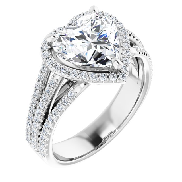 Peyton 3 Carat Heart Lab Grown Diamond Halo-Style Engagement Ring 14K ...