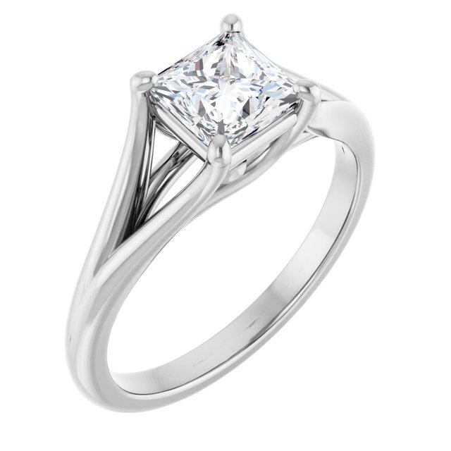 Presley 1 Carat Square Diamond Solitaire Engagement Ring 14K White Gold ...