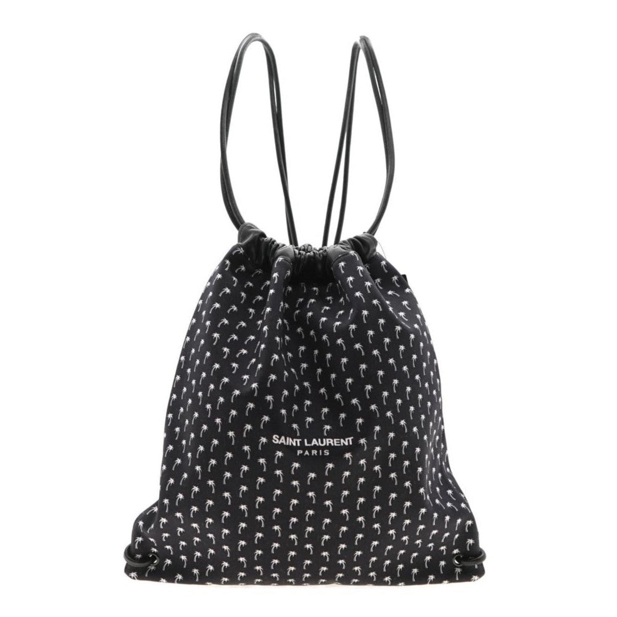 Saint Laurent Teddy Black Canvas Palm Drawstring Backpack M02698