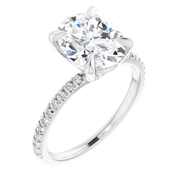 Sienna 3 Carat Oval Diamond French-Set Engagement Ring 14K White Gold , French Set ST108DNO - ItsHot