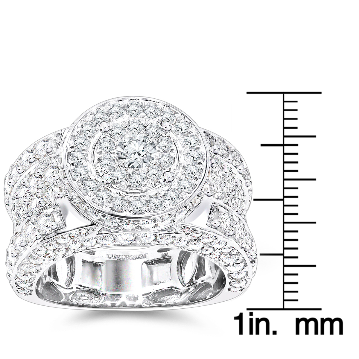 Unique Halo Diamond Engagement Ring 3.5ct 14K Gold Round Cluster 205176