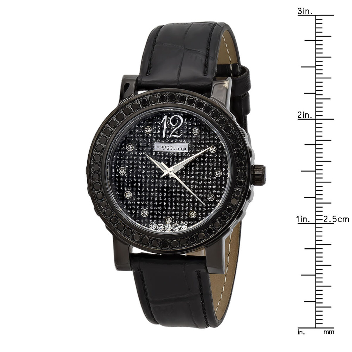 JoJino Womens Black Diamond Watch Floating Stones 2ct Iced Out Dial ...