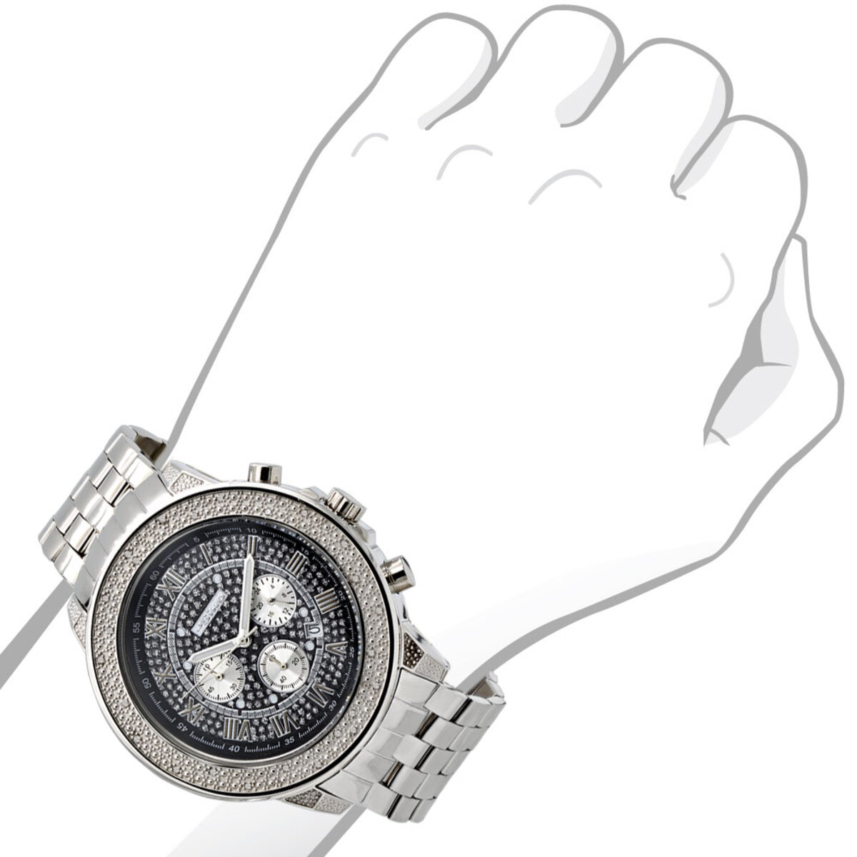 Oversized Real Diamond Watch for Men by Jojino Black Iced Out Dial 0 ...